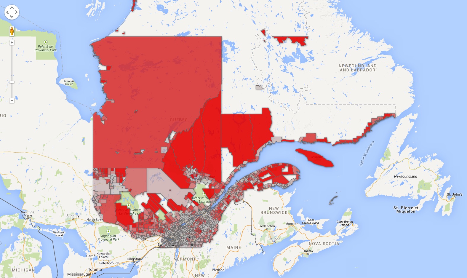 Une carte interactive de l'accès à Internet haute vitesse au Québec ...